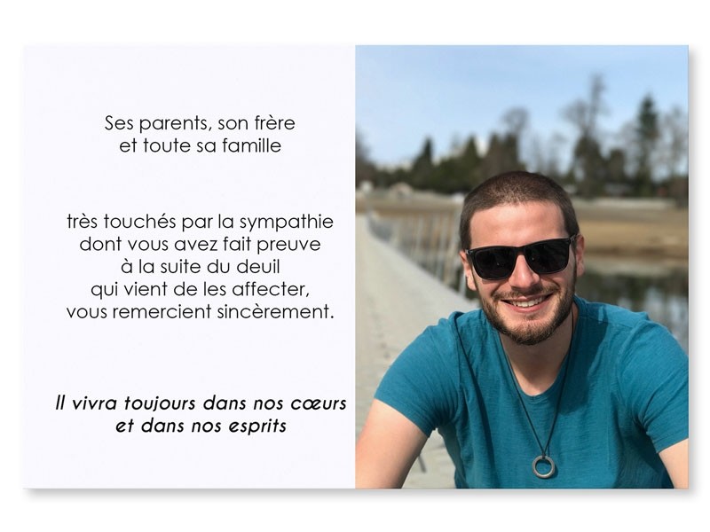 Carte remerciement décès - Photo forme trapèze - réf.A02-DEC12F23 ...