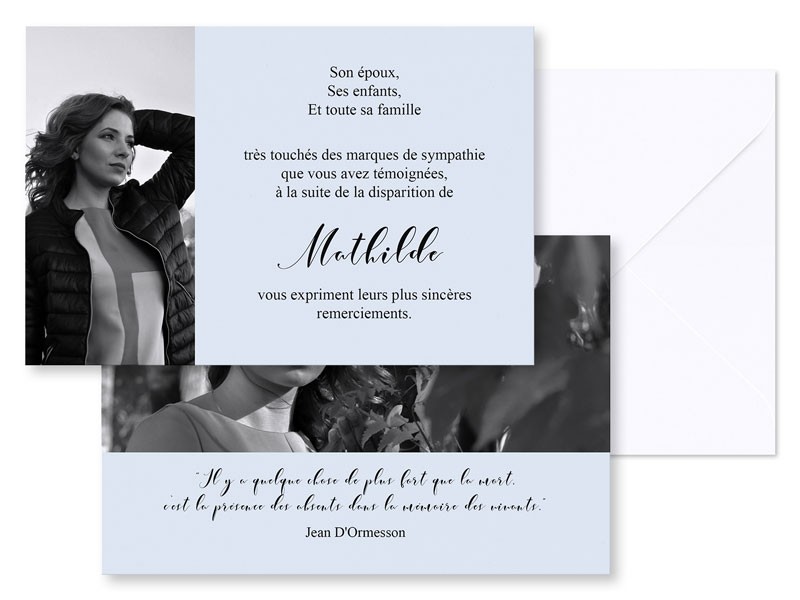Carte remerciement décès - Photo bandeau - réf.A02-DEC11Z84 - 1001Cartes